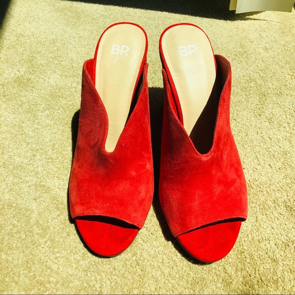 bp | Shoes | Bp Red Suede Mules | Poshmark